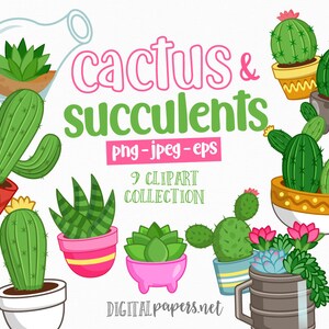 Cactus Clipart, Succulent Clipart Bundle, Cacti Clip Art, Cactus ...