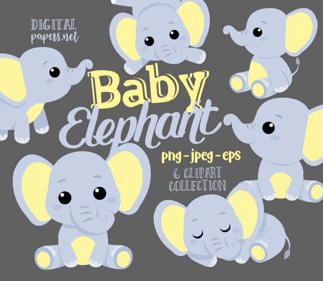 Elephant Clipart, Vector Clipart, Baby Boy Elephant Clip Art, Vector ...