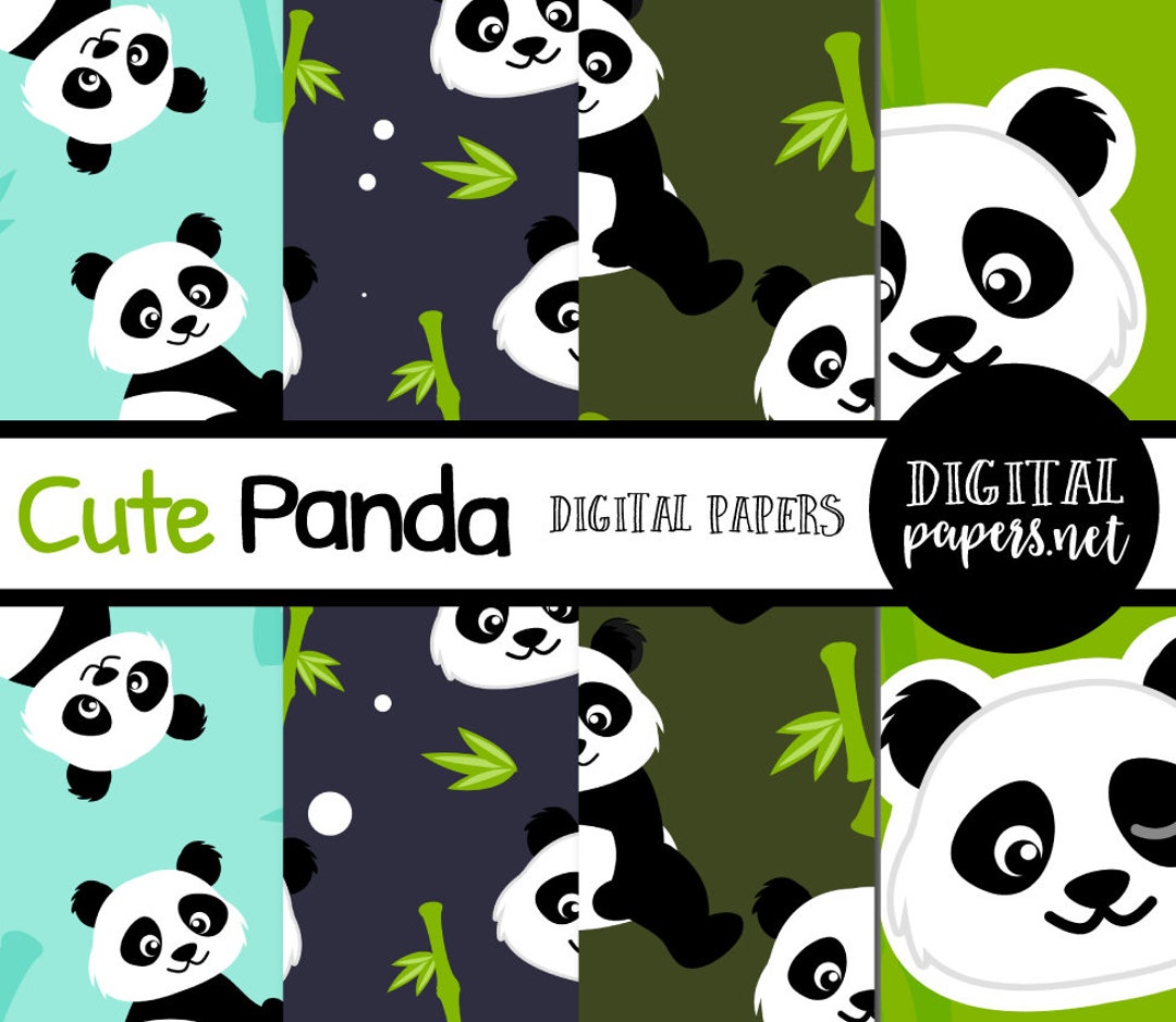 Panda Digital Paper, Panda Clipart, Panda Party, Baby Panda, Panda ...