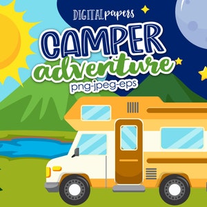 Happy Camper Clipart, Camping Clipart, Glamping, Camper Clipart, Summer ...
