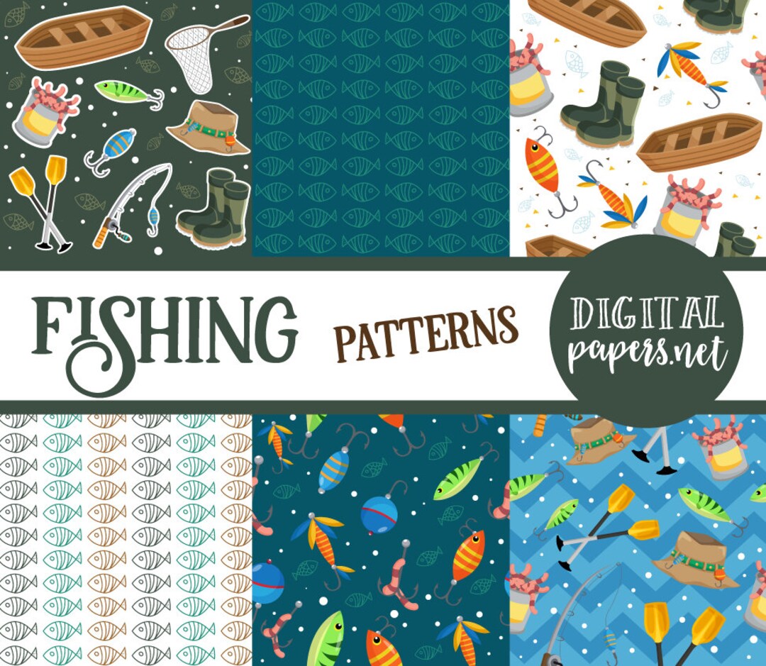 Fishing Clipart, Fishing Patterns, Gone Fishing Clip Art, EDITABLE ...