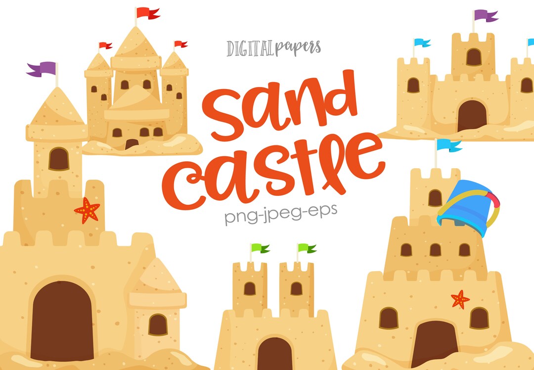 Sand Castle Clipart, Beach Clipart, Summer Clipart, Beach Party, Castle ...
