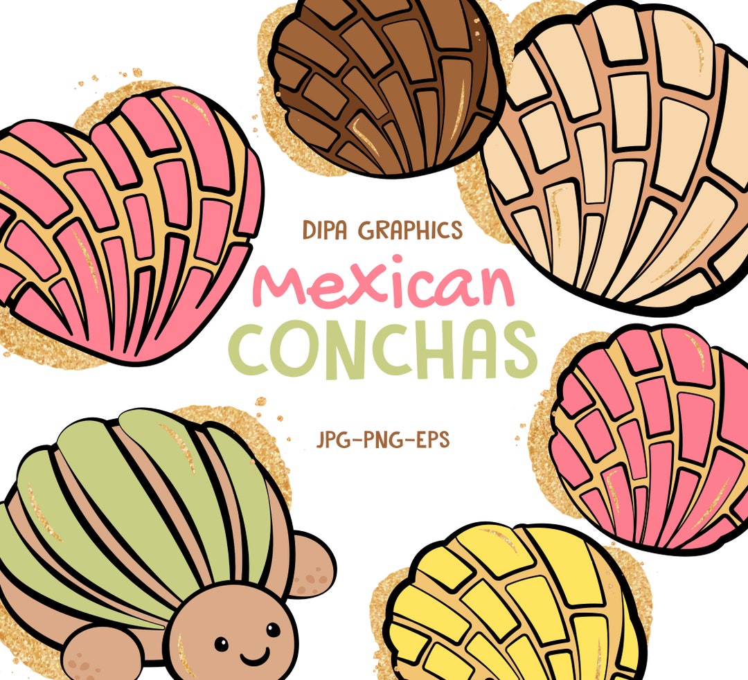 Mexican Conchas Clipart: Bakery Pastry Illustrations (PNG, JPEG, EPS ...