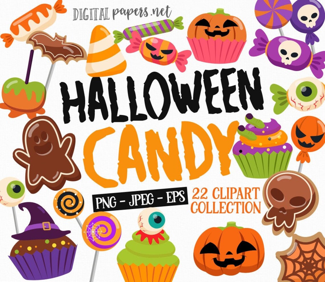 Halloween Candy Clipart: PNG, EPS Vector Graphics (instant Download) - Etsy