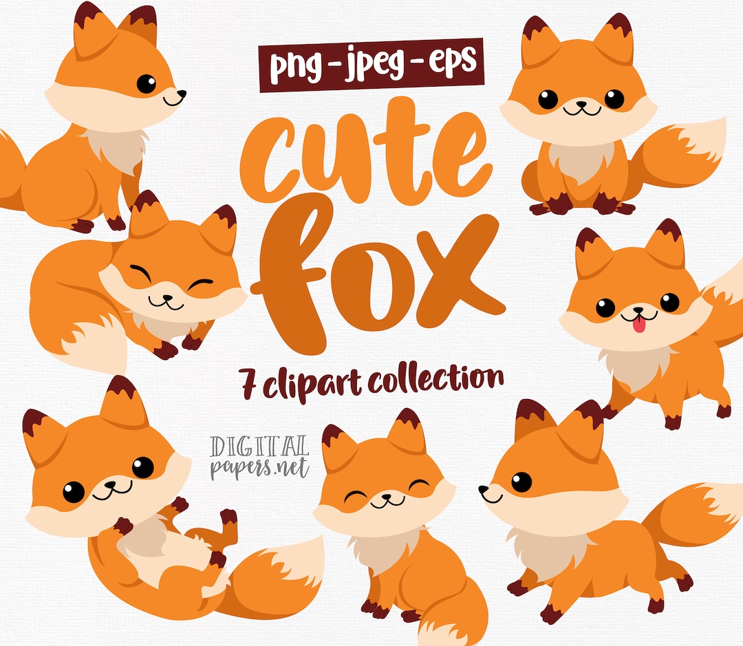 Cute Fox Clipart, Animal Clipart, Fall Graphics, Woodland Clipart ...