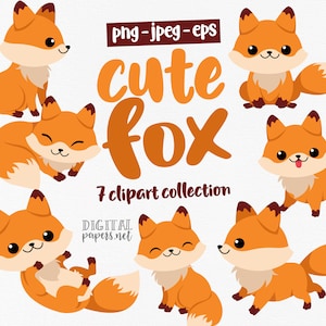 Cute Fox Clipart, Animal Clipart, Fall Graphics, Woodland Clipart ...