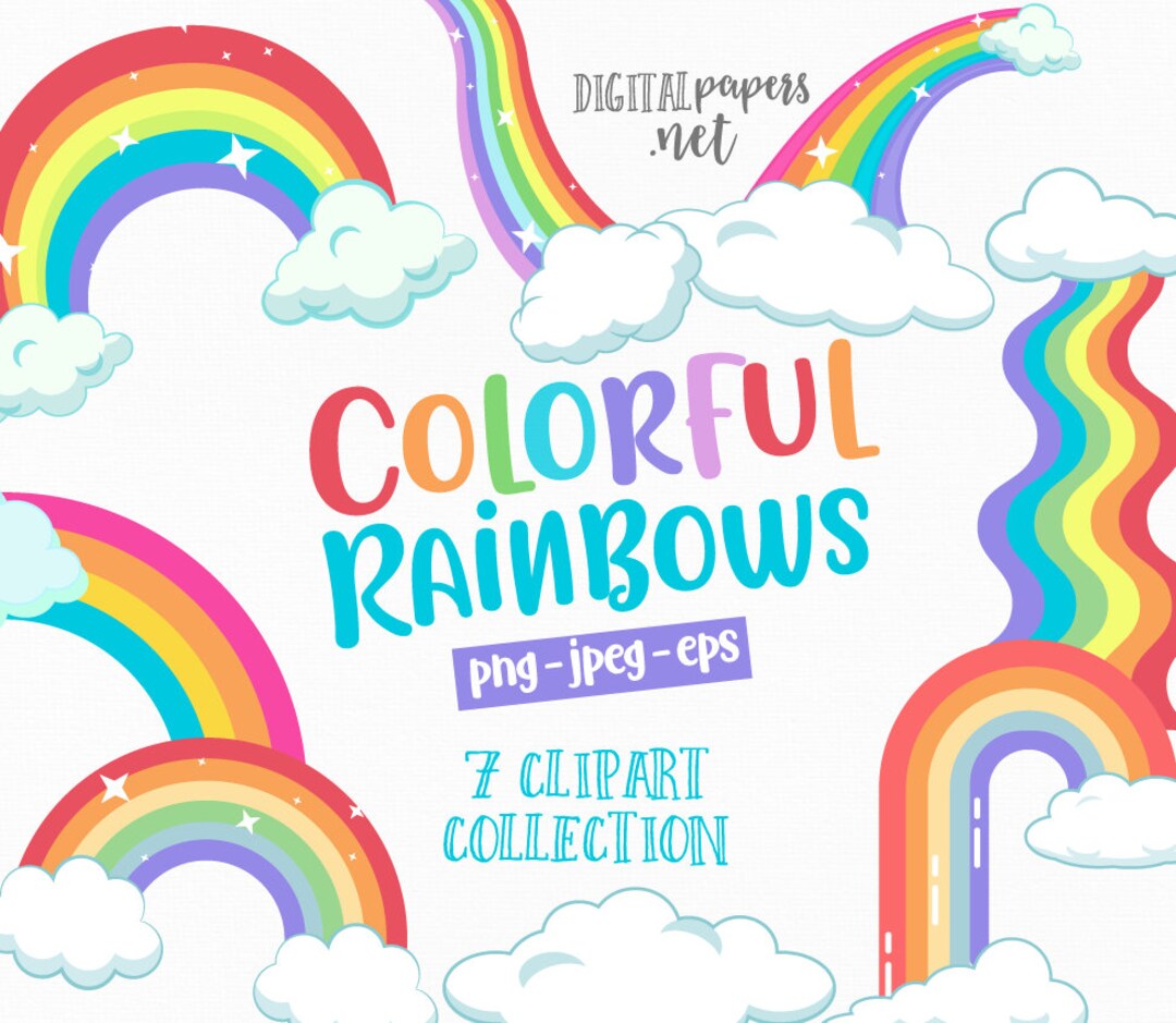 Rainbow Clipart, Colorful Rainbow, Rainbow Party, Cloud Clipart ...