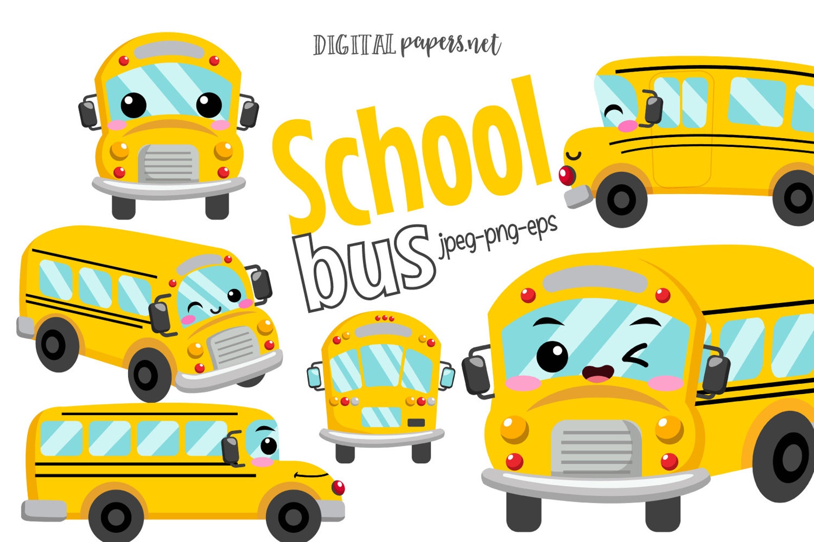 Yellow School Bus Clipart: Back to School Graphics (PNG, Vector, EPS ...