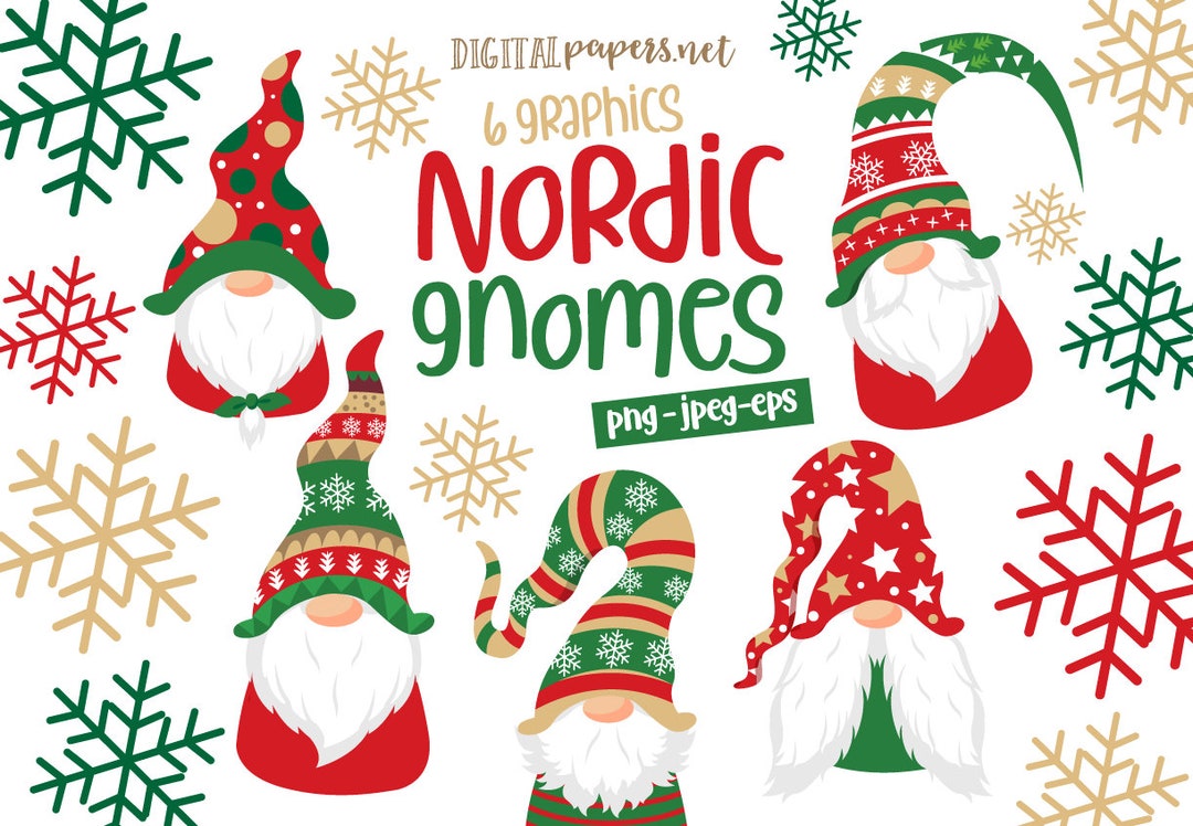 Nordic Christmas Gnomes Clipart, Commercial Use, Gnome Clipart ...