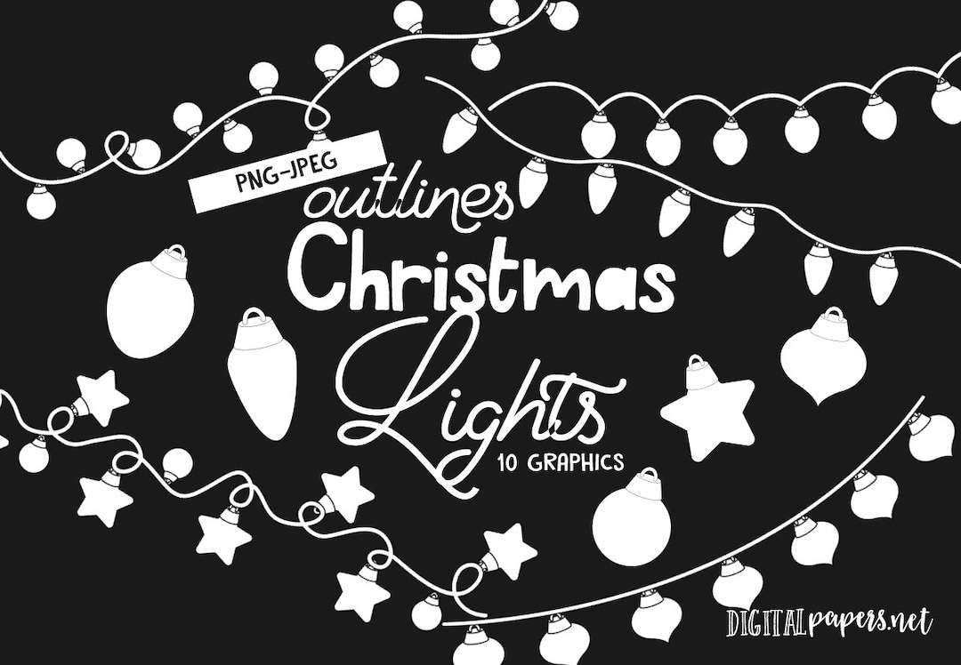 Outlines Christmas Lights Clipart, Christmas Garland, Ornaments, Light ...