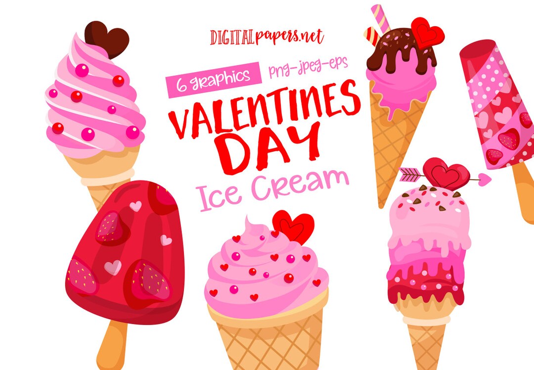 Valentine's Day Ice Cream, Ice Cream Clipart, Valentines Day Clipart ...
