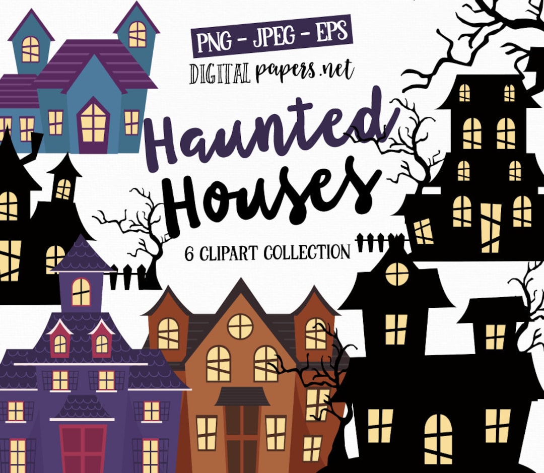 Haunted House Clipart, Halloween Clip Art, Png Clipart, Eps Vector ...