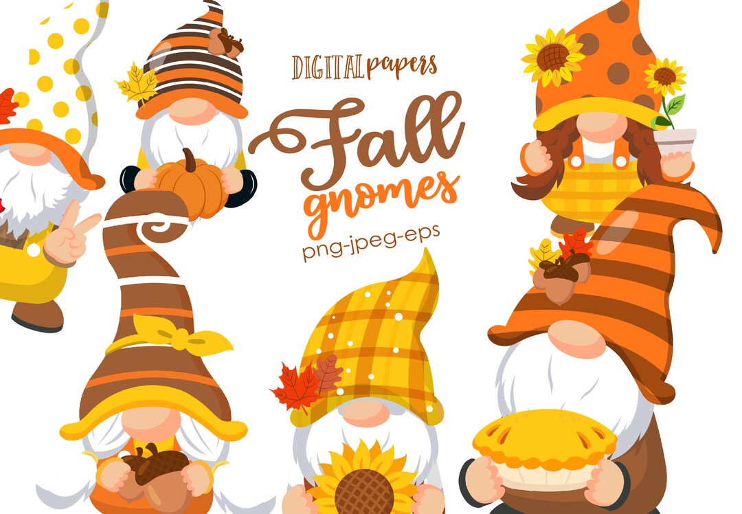 Autumn Gnome Clipart, Fall Clipart, Gnome Clipart, Pumpkin, Pumpkin Pie ...