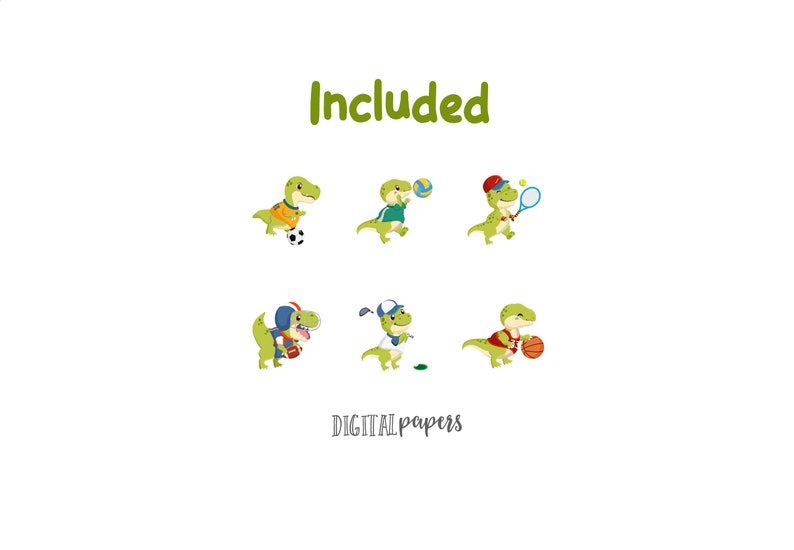 Sports Dinosaur Clipart: T-rex PNG, Vector (commercial Use) - Etsy