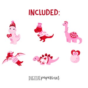 Valentines Day Dinosaurs Clipart, Dinosaur Clipart, Heart, Love, Cute ...