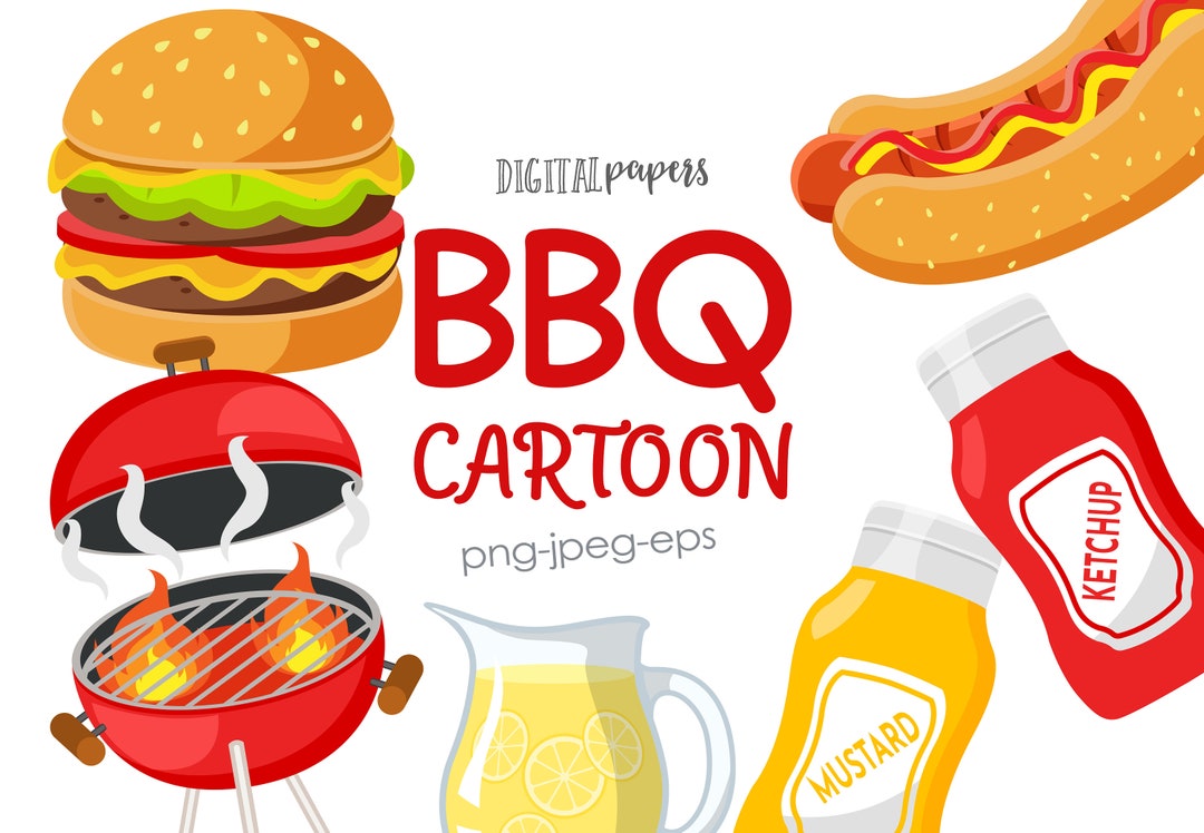 BBQ Clipart, Burger Clipart, Hot Dog, Ketchup, Mustard, Lemonade ...