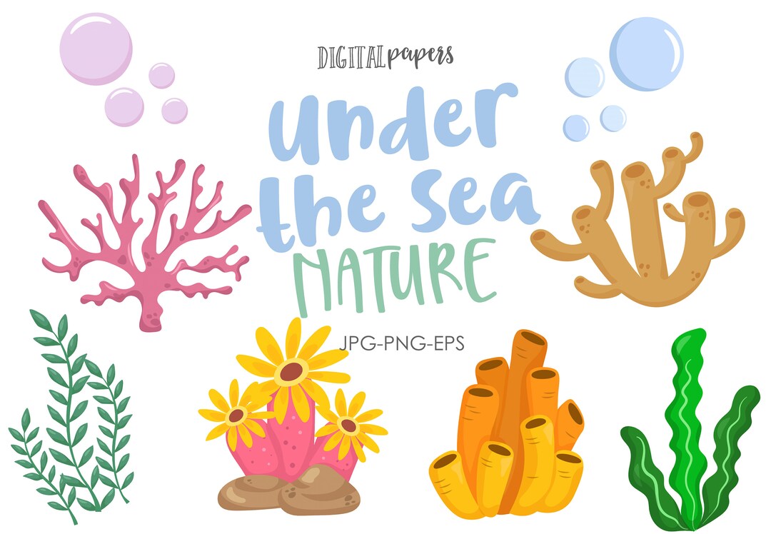 Under the Sea Clipart, Seaweed, Sea Weed Clipart, Ocean Plants, Clipart ...