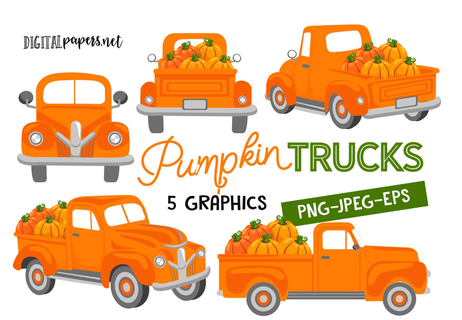 Pumpkin Trucks Clipart Little Pumpkin Drive by Clip Art | Etsy