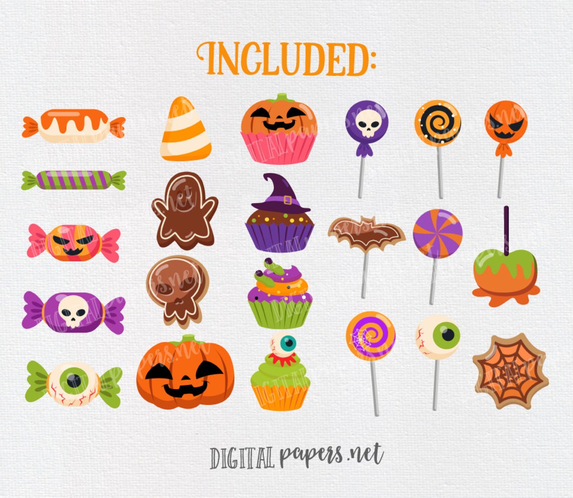 Halloween Candy Clipart: PNG, EPS Vector Graphics (instant Download) - Etsy