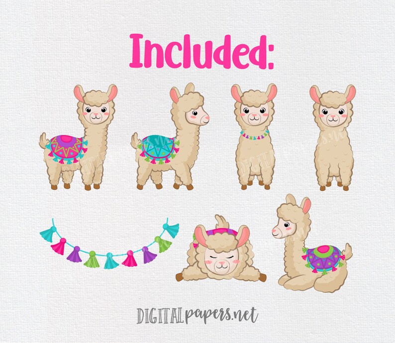 Llama Clipart, Vector Clipart, Llama Clip Art, EPS File, PNG Clipart ...
