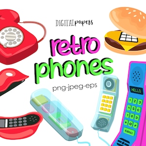 90s Phones Clipart, 90s Party, Nostalgia, Retro Clipart, Phone Clipart ...