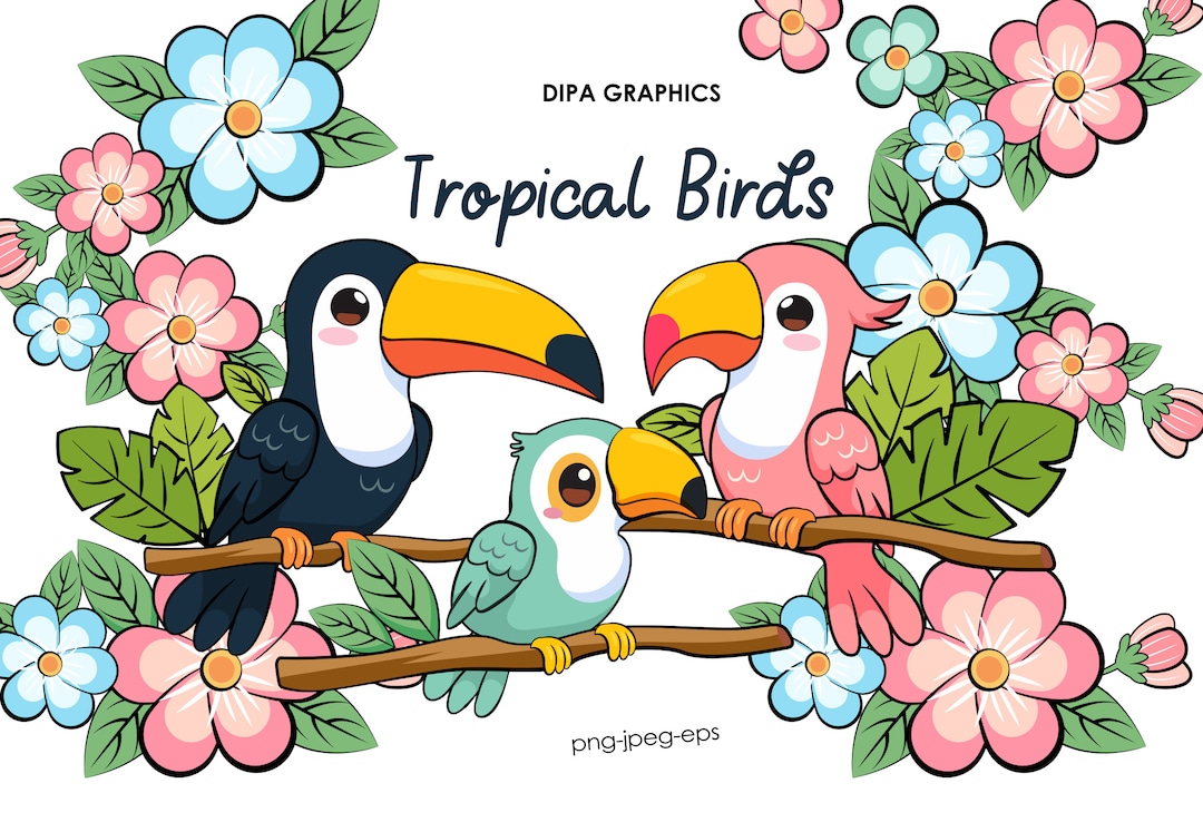 Tropical Birds Clipart, Bird PNG, Summer Clipart, Toucan Clipart ...