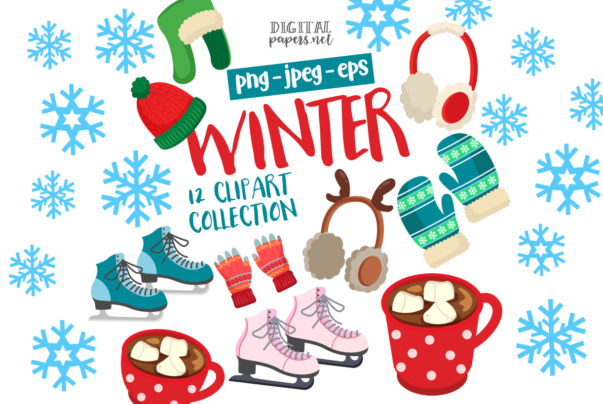 Winter Clipart Ice Skating Clipart Snow Clip Art PNG | Etsy