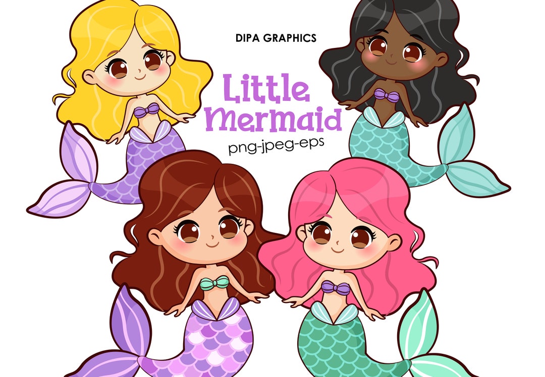 Little Mermaid Clipart, Mermaid PNG, Summer Clipart, Pool Party Clipart ...