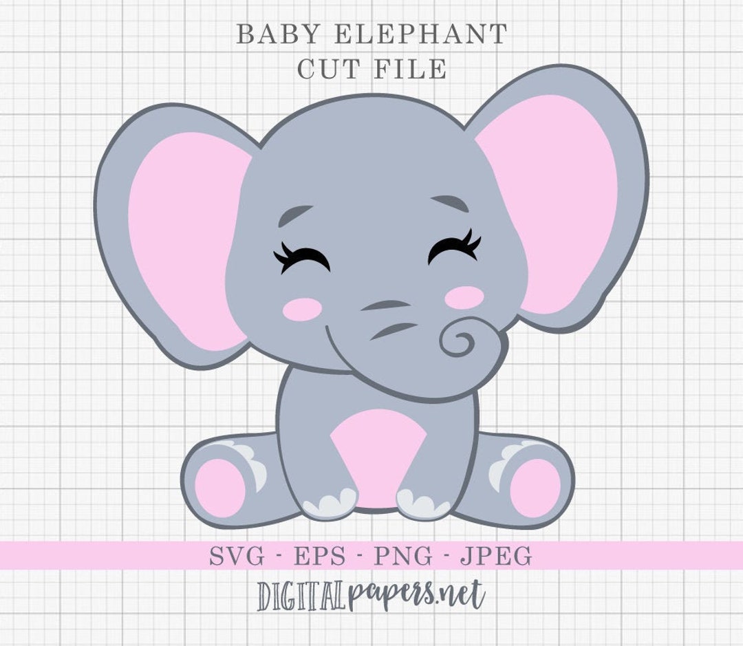 Baby Elephant SVG, Girl Elephant SVG, Elephant Cut Files, Baby Shower ...