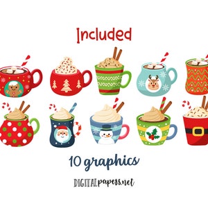 Hot Chocolate Mug, Christmas Clipart, Hot Cocoa, Winter Clip Art ...