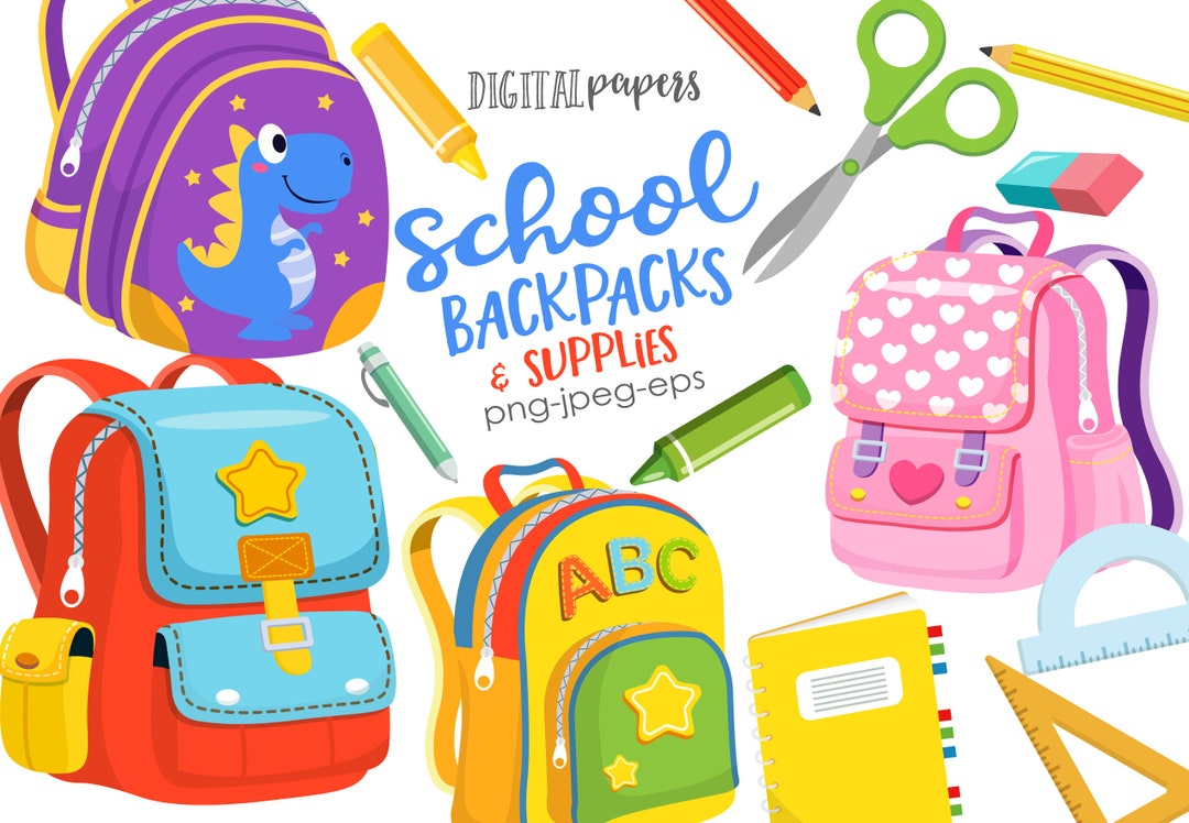 School Backpacks, Back to School Clipart, Backpack Design, School ...