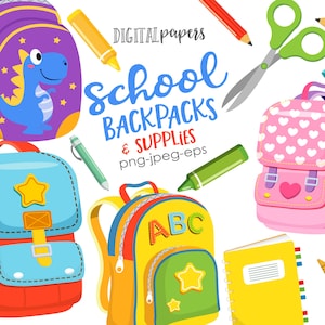 School Backpacks, Back to School Clipart, Backpack Design, School ...