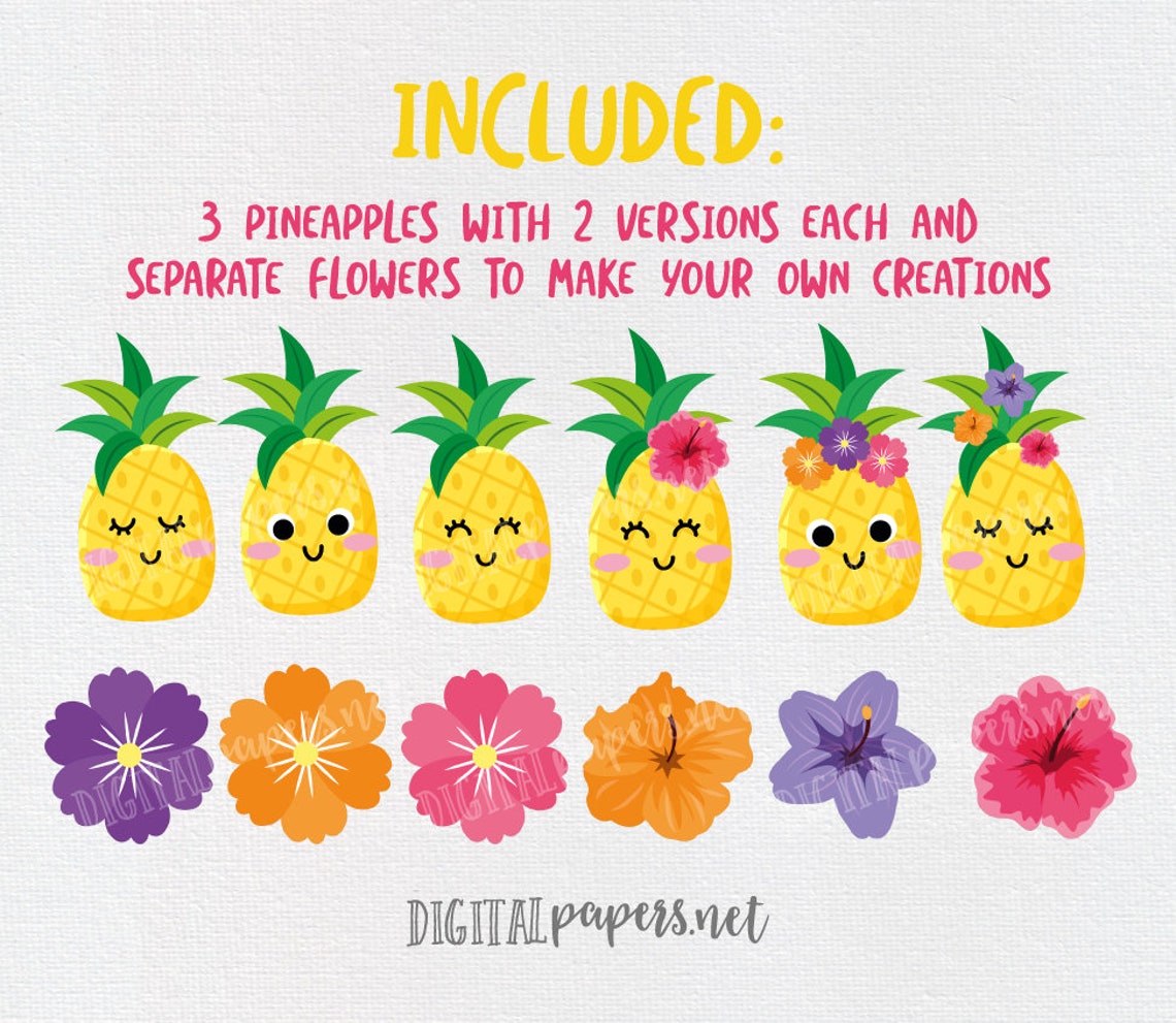 Pineapple Clipart, Vector EPS Clipart, Fruit Clip Art, Tropical Clipart ...