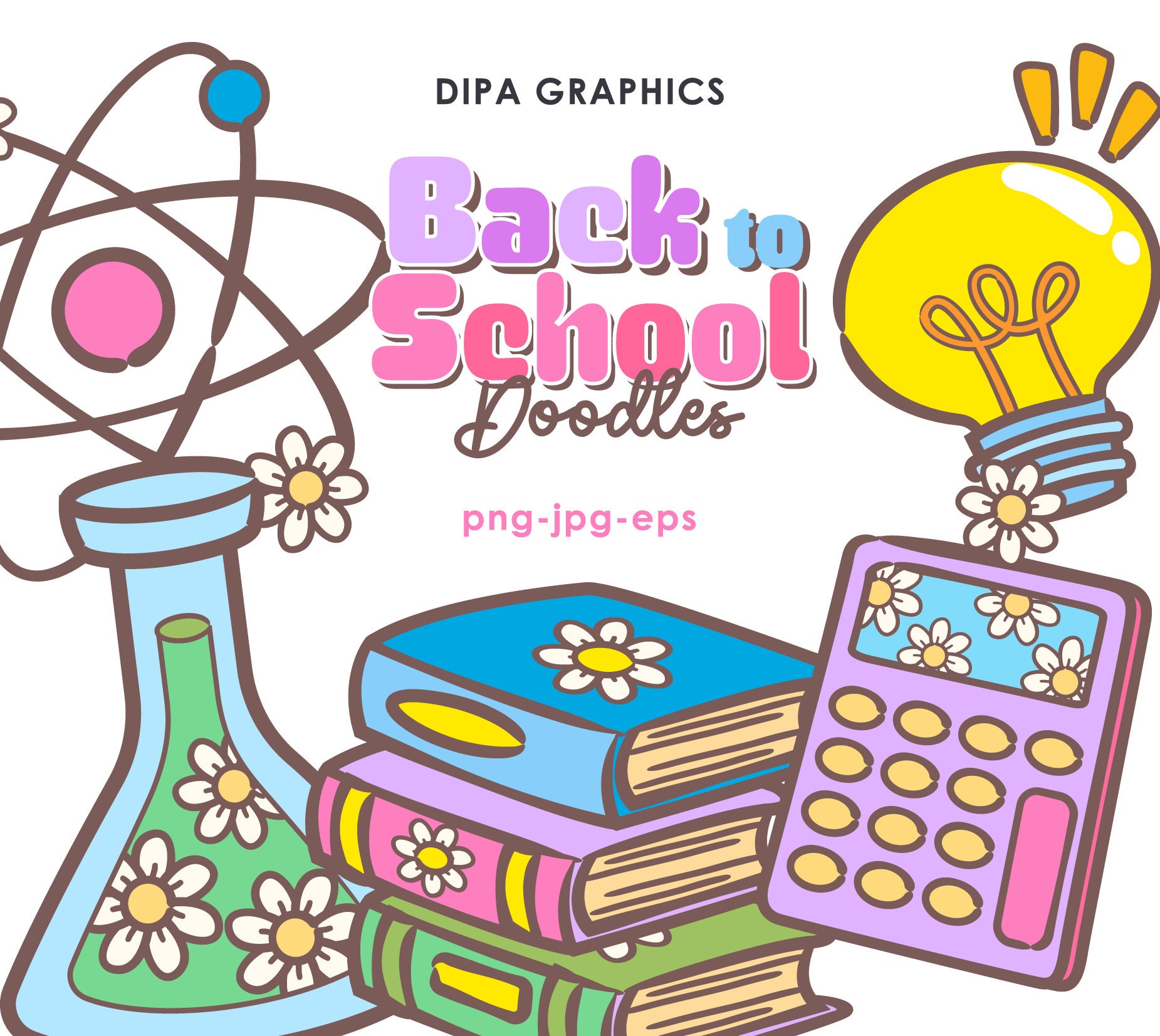 Back to School Doodle Clipart, Science Clipart, Sublimation, Math Class ...