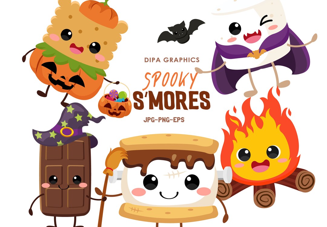 Halloween S'mores, Halloween Clipart, Smores Clipart, Cute Halloween ...