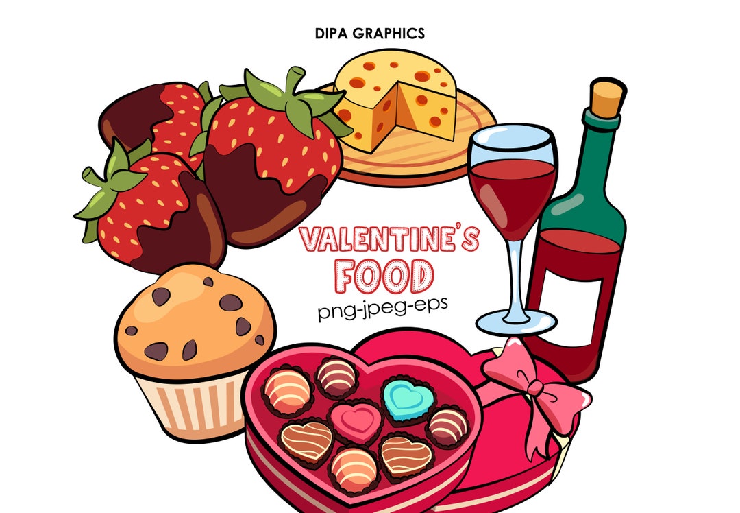 Valentine's Day Food PNG, Strawberry Clipart, Cheese Png, Wine ...
