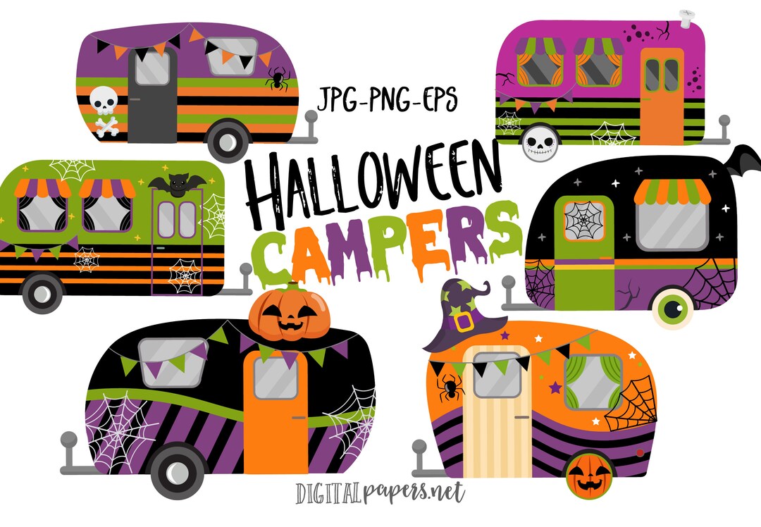 Halloween Camping, Halloween Clipart, Spooky, Pumpkin, Happy Camper ...