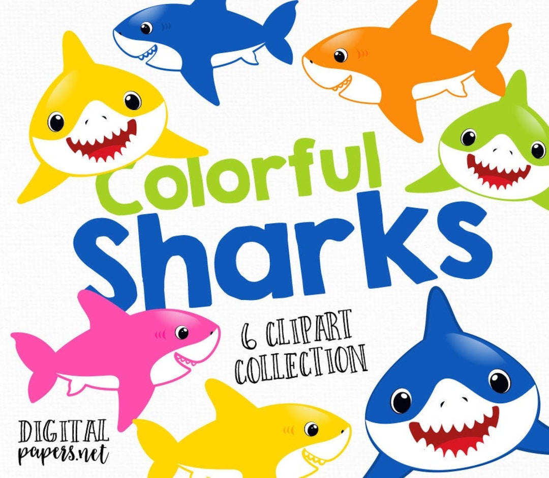 Shark Clipart: Colorful Under the Sea Graphics (instant Download) - Etsy