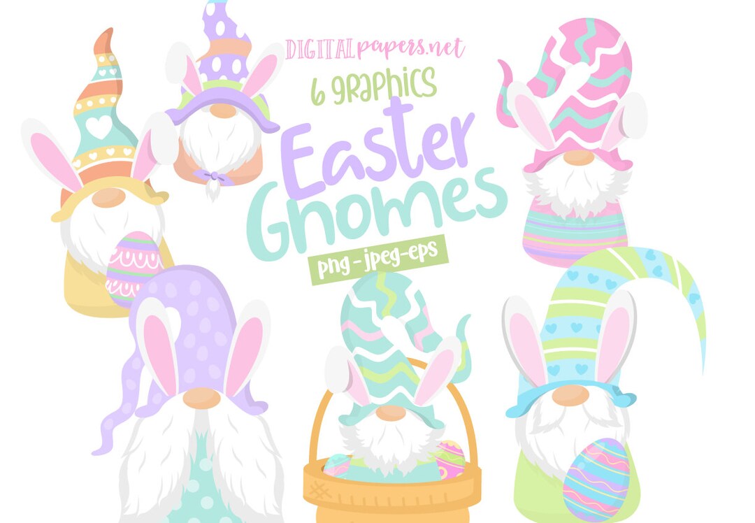 Easter Gnomes Clipart, Gnome Clipart, Modern Gnomes, Easter Egg Clipart ...