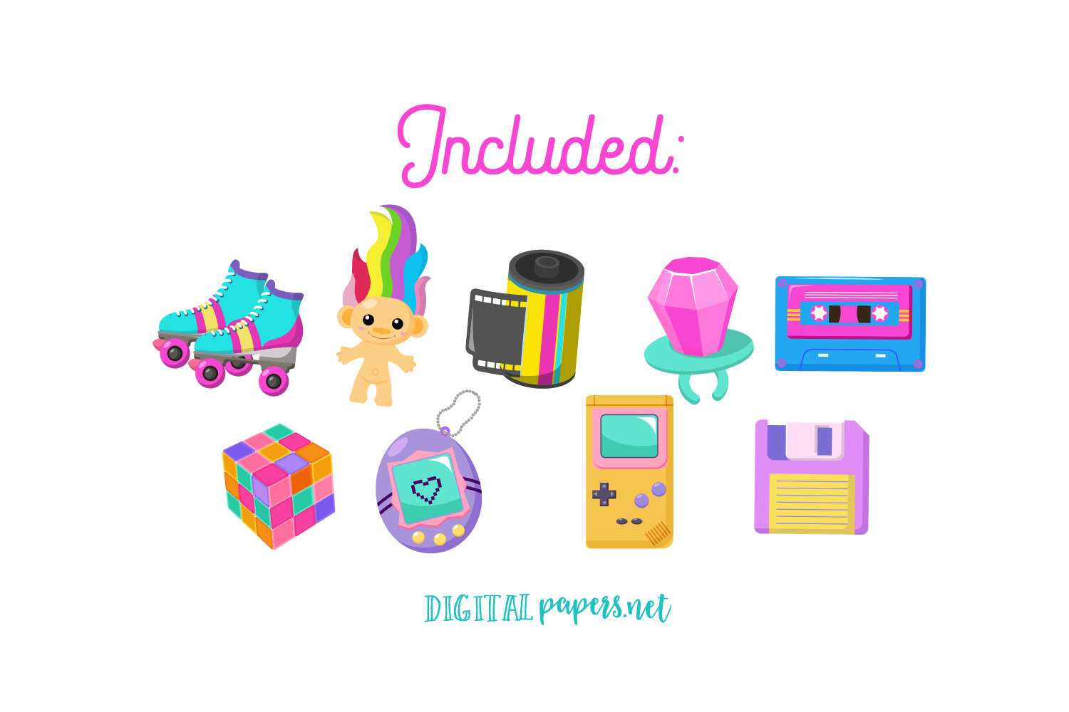 90s Nostalgia Clipart Set: Retro Vector Graphics (INSTANT DOWNLOAD) - Etsy