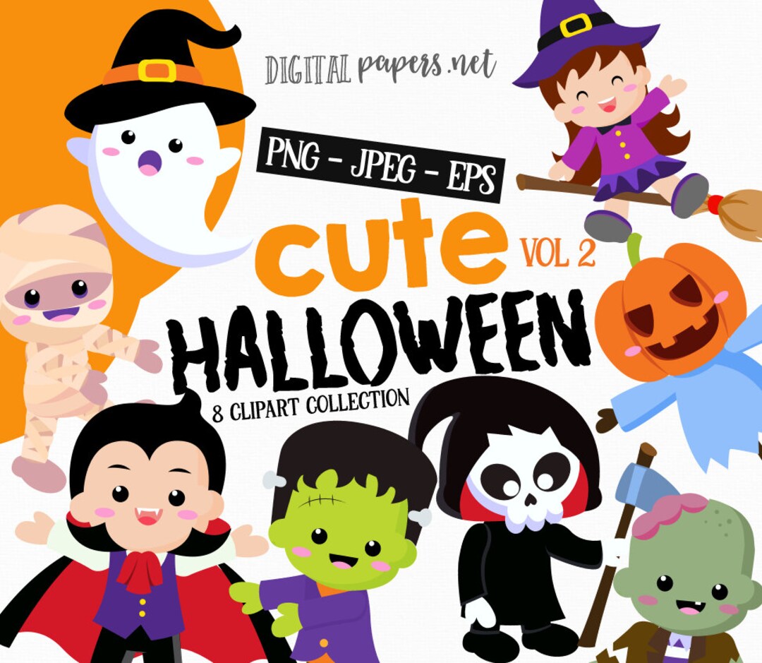 Halloween Cute Clipart, Halloween Birthday Party, Png Clipart, Eps ...