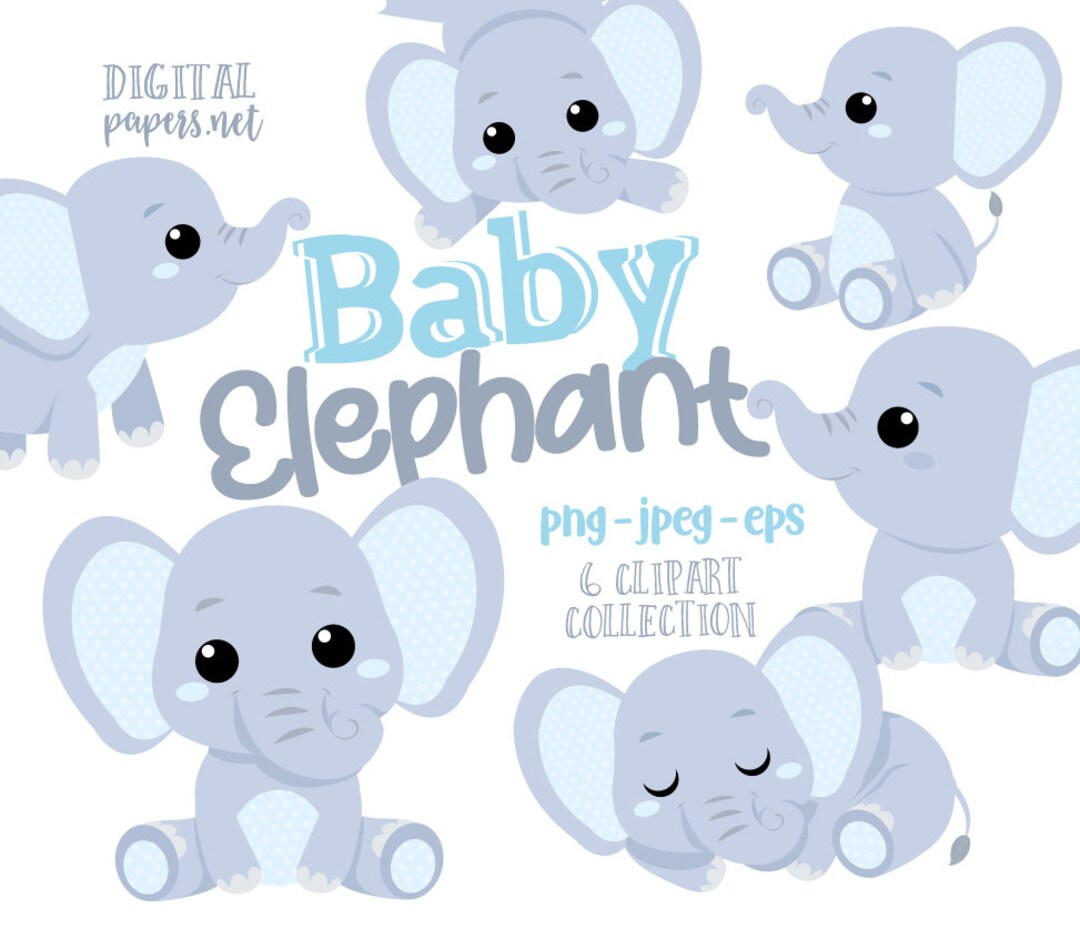 Elephant Clipart, Vector Clipart, Baby Boy Elephant Clip Art, Vector ...