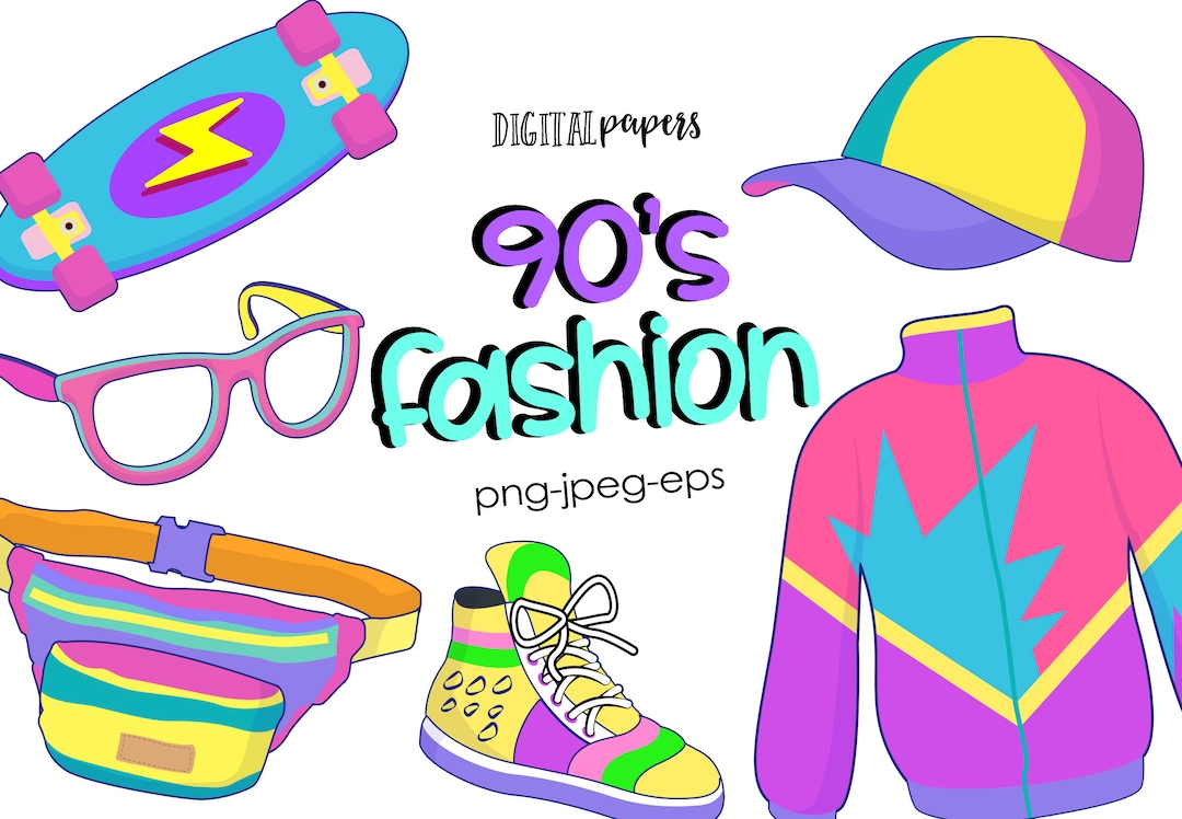 90s Fashion, 90s Clipart, Nostalgic Illustrations, Retro Clipart, Clothes, Clothing Clipart ...