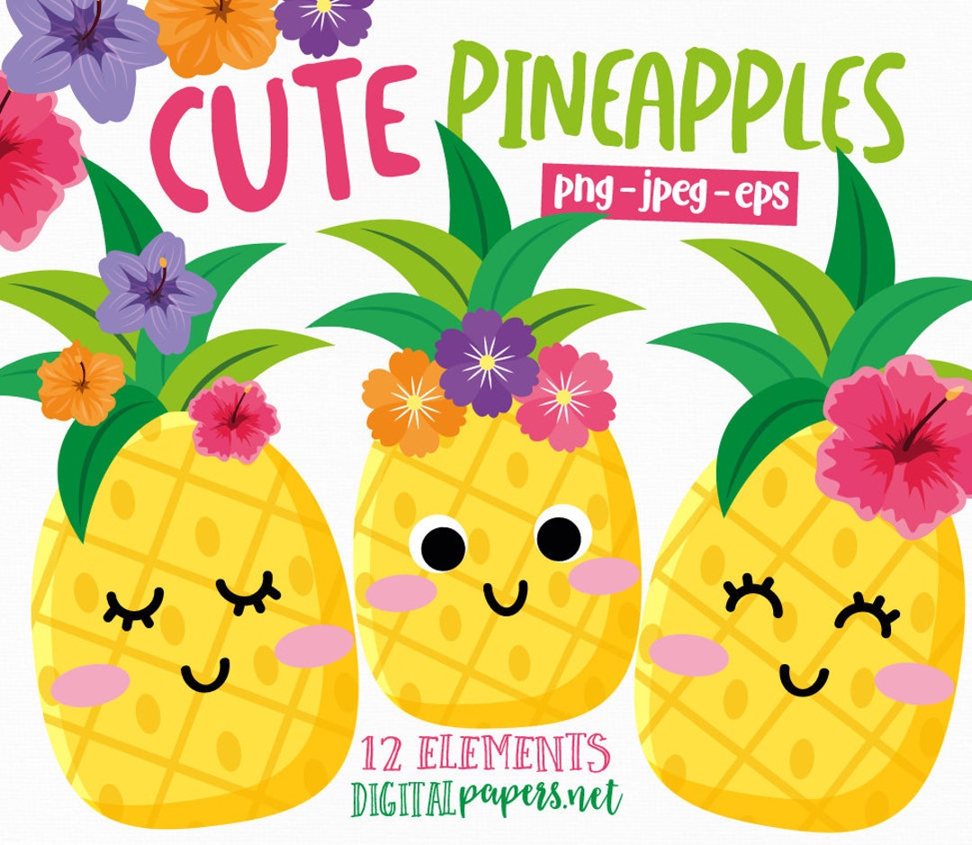 Pineapple Clipart, Vector EPS Clipart, Fruit Clip Art, Tropical Clipart ...