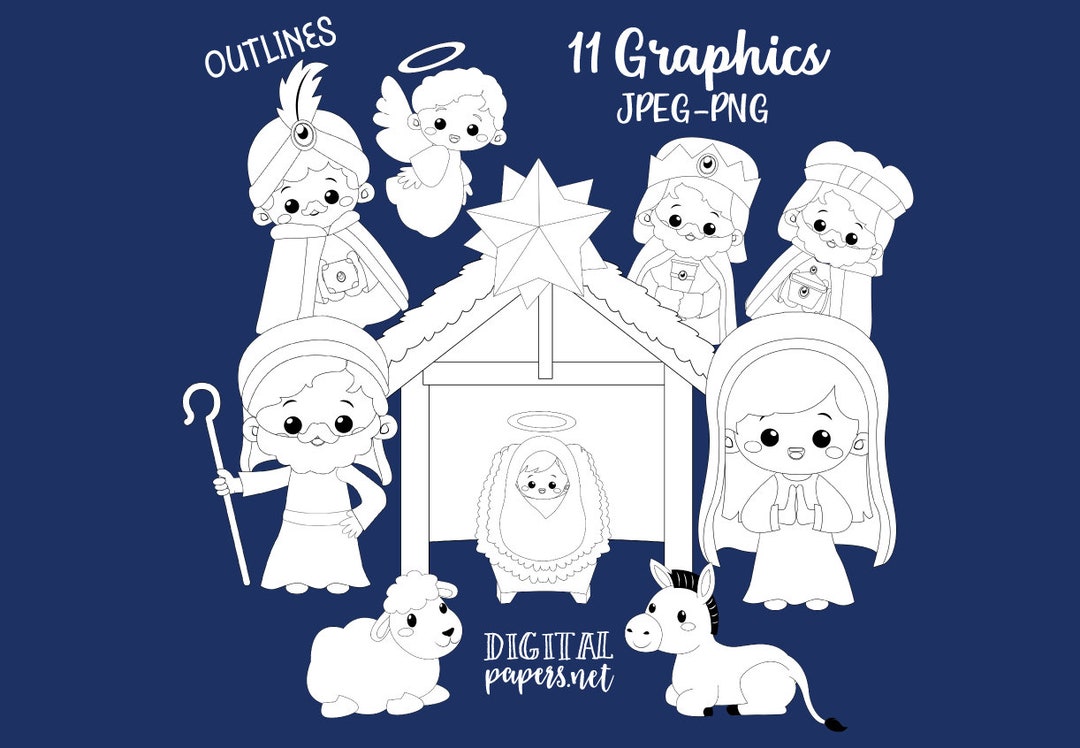 Nativity Clipart Outlines, Christmas Clip Art, Nativity Scene ...