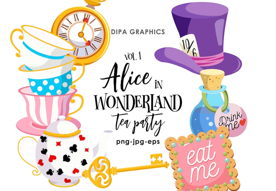 Alice in Wonderland Clipart: Tea Party Graphics (instant Download) - Etsy
