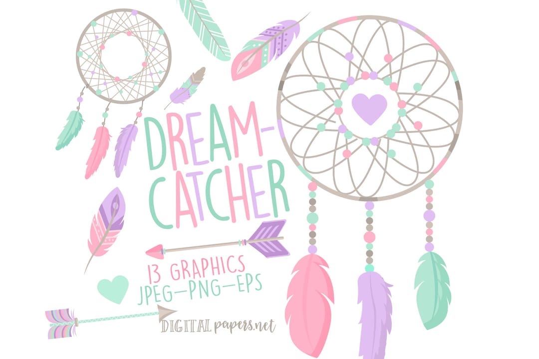 Dreamcatcher Clipart, Boho Clipart, Pink Dreamcatcher, Tribal Clipart ...