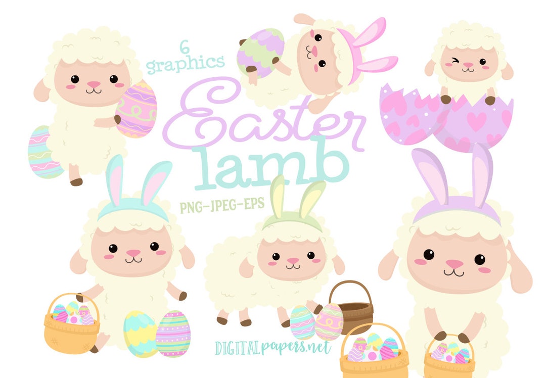 Easter Lamb Clipart, Sheep Clipart, Easter Clipart, Easter Egg Clipart ...