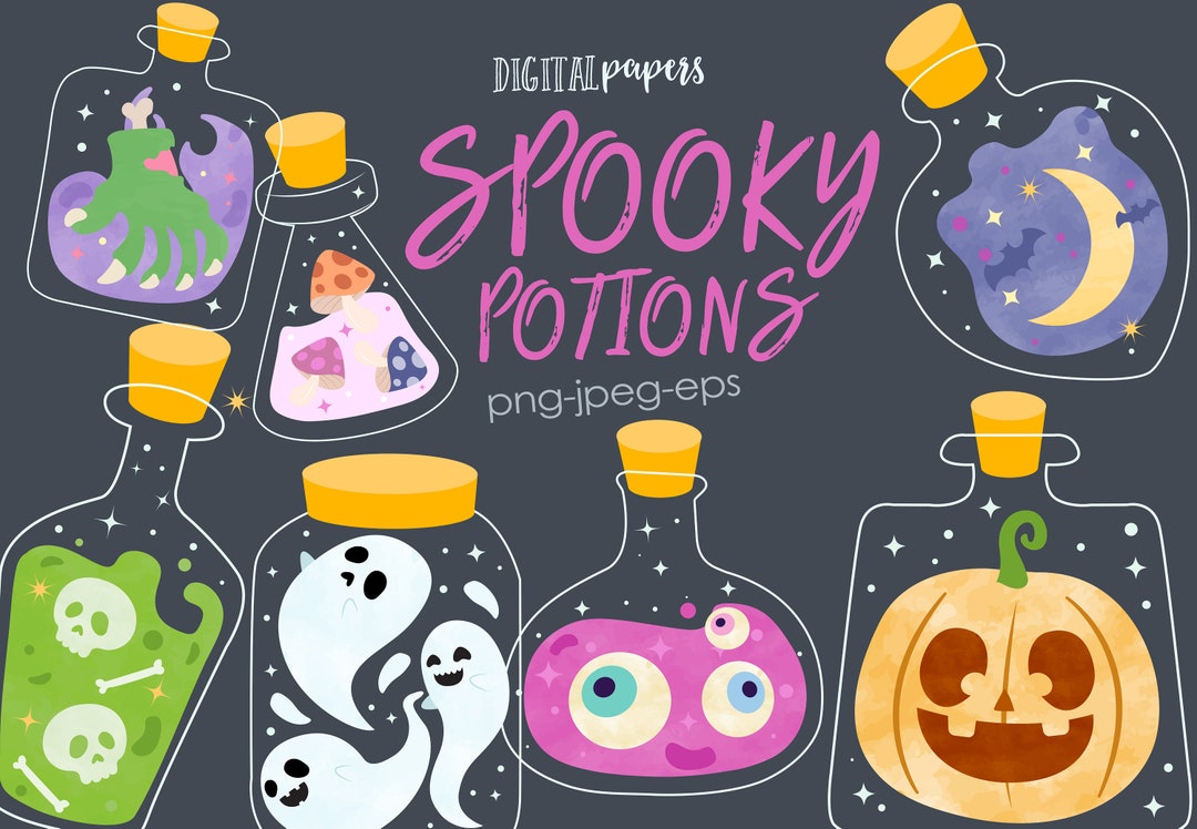 Potion Clipart, Halloween Clipart, Witch, Ghost Clipart, Pumpkin ...