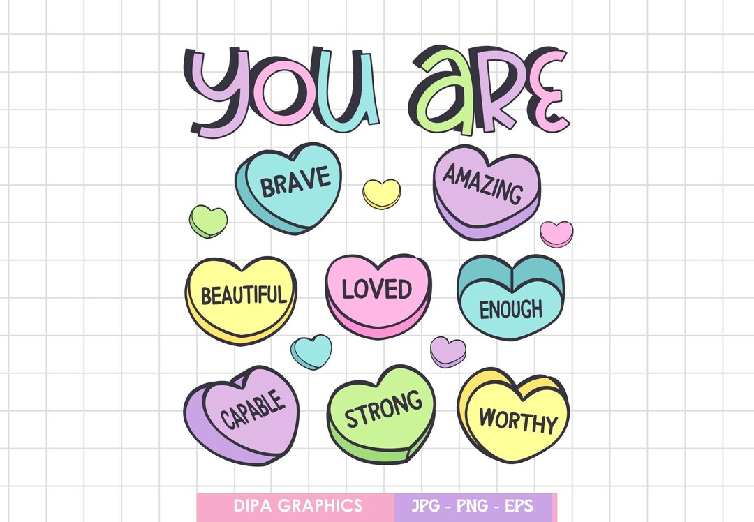 Valentine's Day Candy Heart Clipart: PNG JPG EPS (digital Download) - Etsy